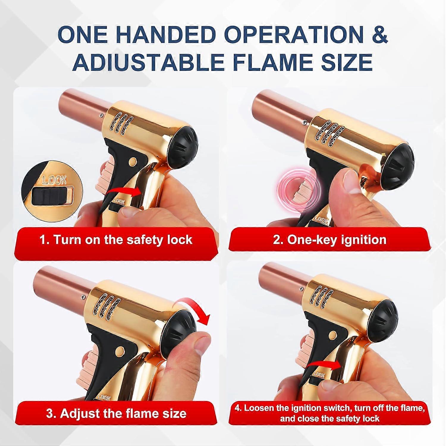 Butane Torch, Premium Double Flame Big Kitchen Torch Lighters with ...