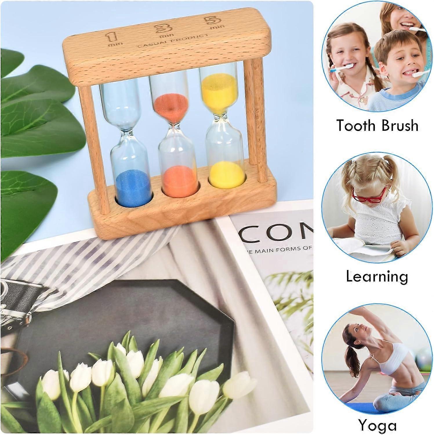 3 Colors Hourglass Timer for Kids, 1+3+5 Minutes Mini Hourglass ...