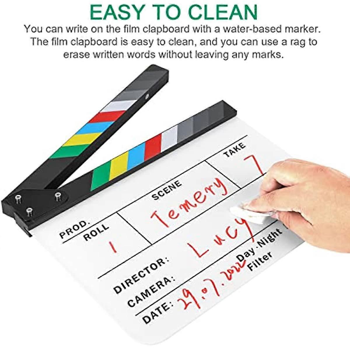 Film Clapper Board 12 x 10in Acrylic Plastic Director s Film Clapboard ...