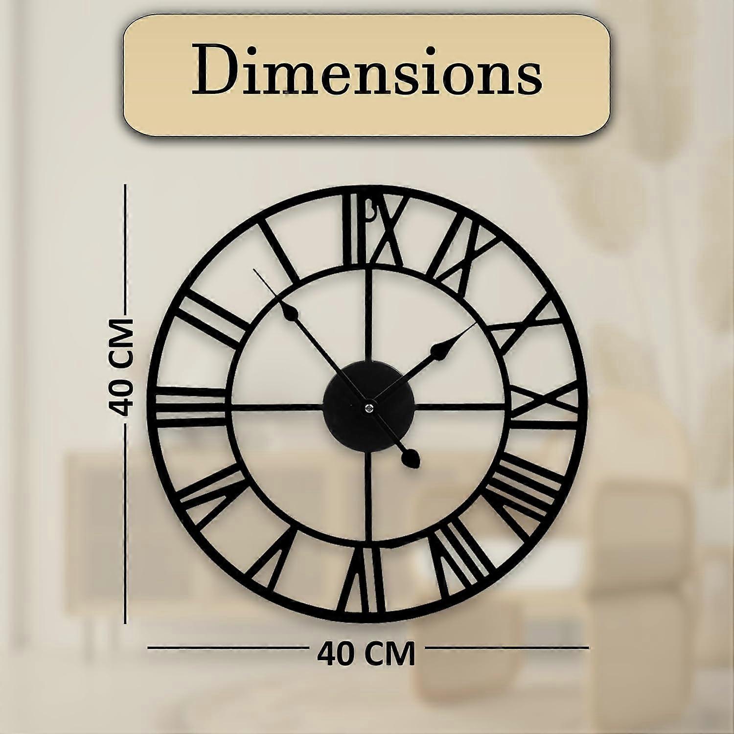 Large Wall Clock | Large Kitchen Clock | Skeleton Clock | Black Wall ...