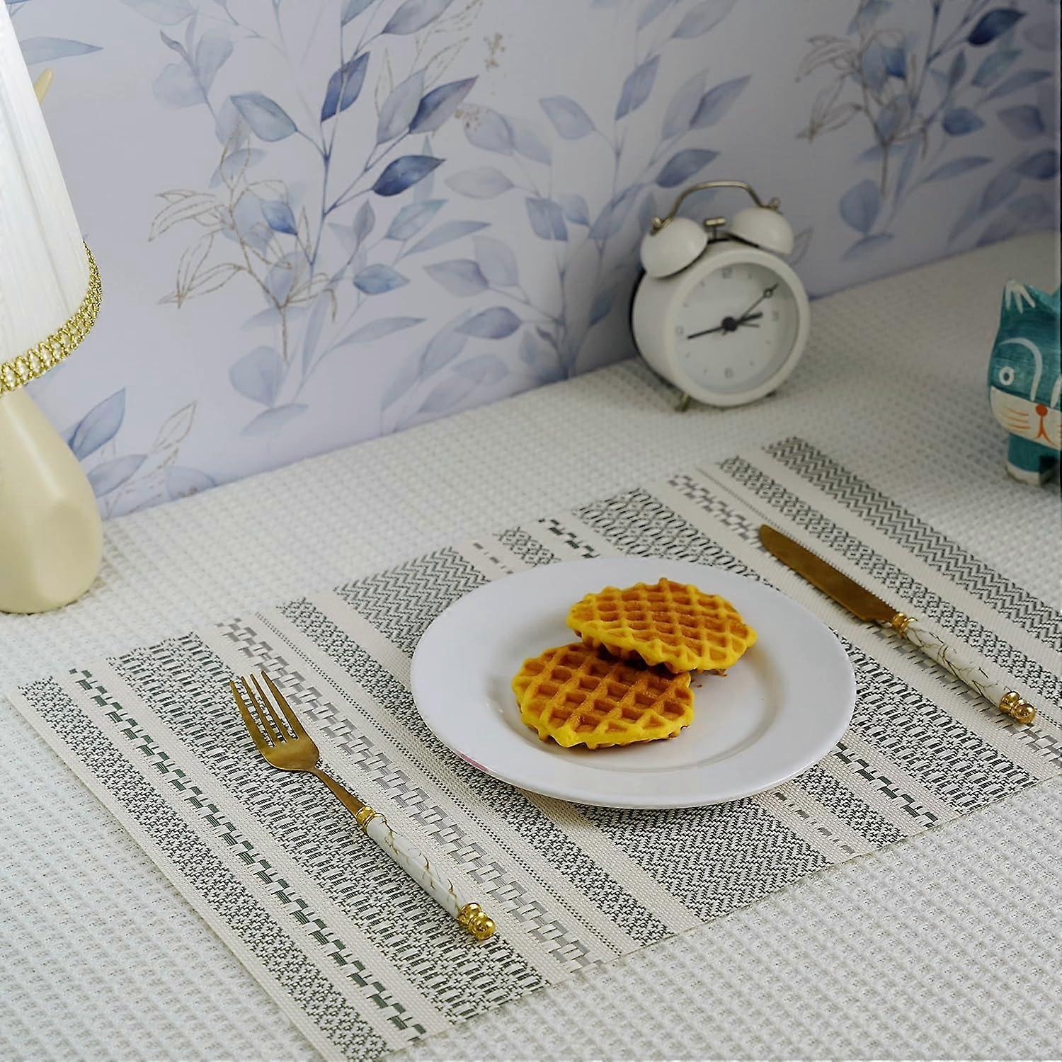 Green Placemats Set of 4,Vinyl Table Place Mats Heat Stain Resistant ...