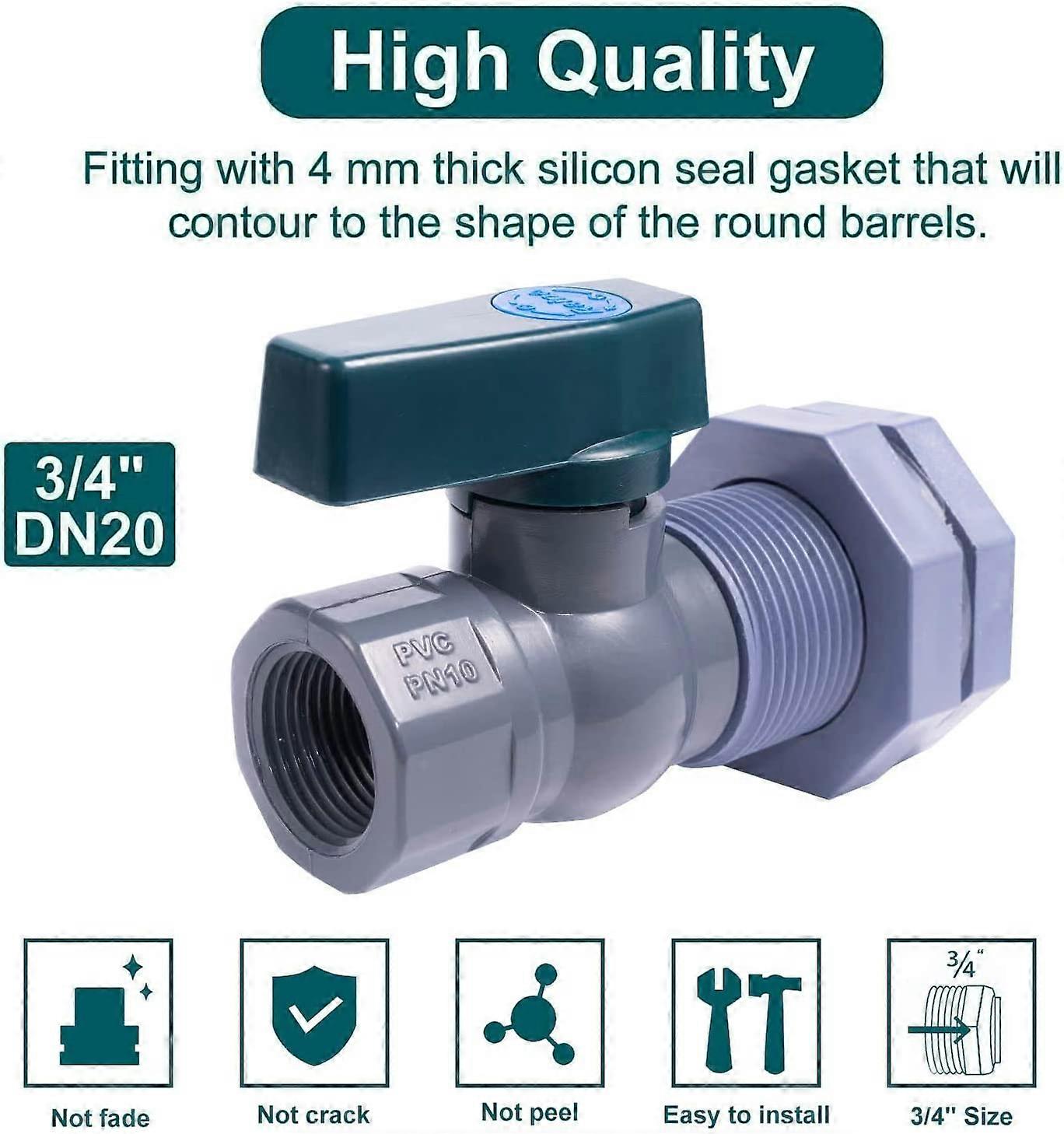 Rain Barrel Faucet Kit 3/4 inch Rain Barrel Valve with Bulkhead Fitting ...