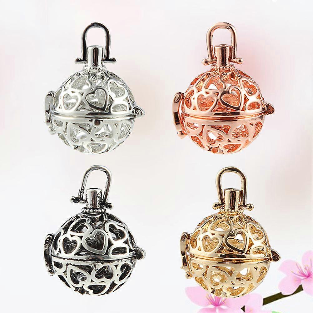 4pcs Hollow Heart Pearl Bead Cage Locket Pendants for DIY Jewelry ...