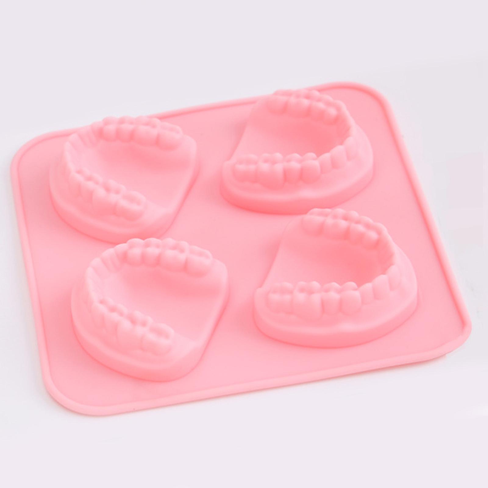 Silicone Ice Mold DIY Funny Gift Pink 4 Hole Tooth-shaped Ice Making ...