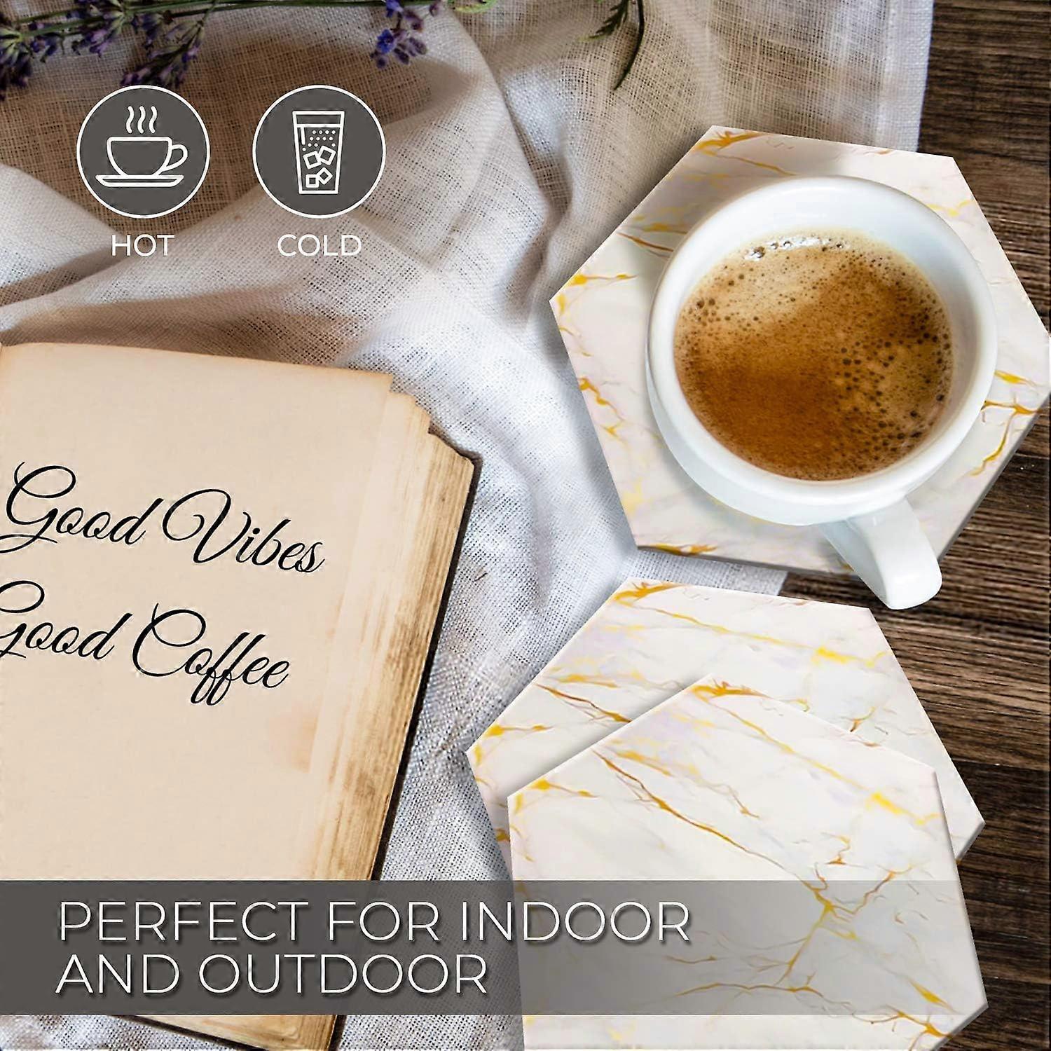 8 marble - design absorbent coasters with holder, super - absorbent for ...