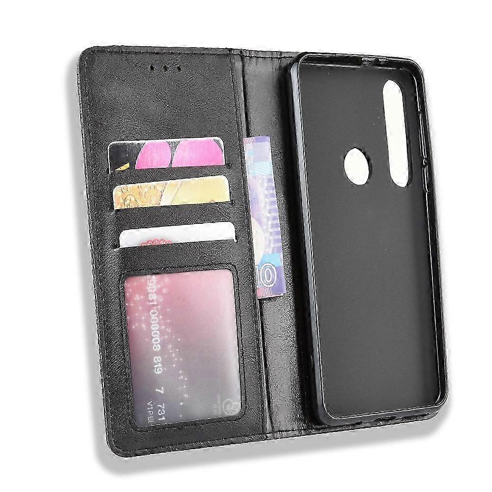Motorola One Macro Retro Leather Case with Magnetic Buckle, Card Slots ...