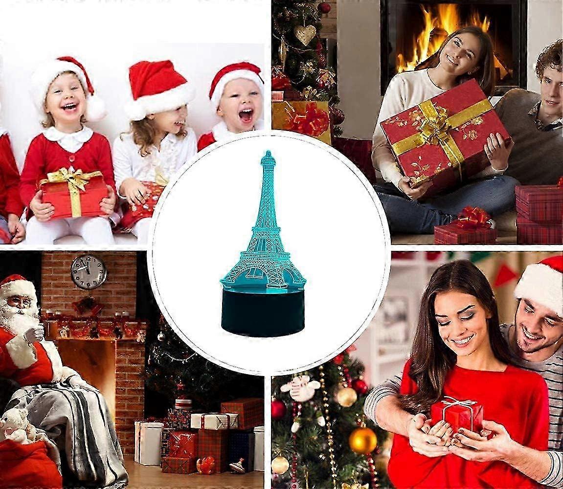 Eiffel Tower 3D LED Optical Illusion Acrylic Night Light with Remote 7 ...