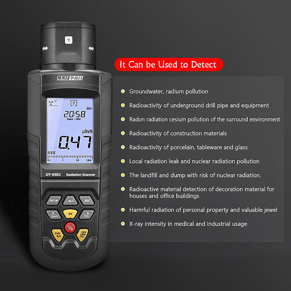 Cem Dt-9501 Digital Radiation Scanner Geiger Counter Radiation Detector ...