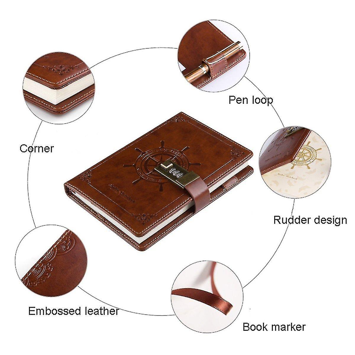 Diary With Lock Leather Journal Password Combination Lock Notebook ...