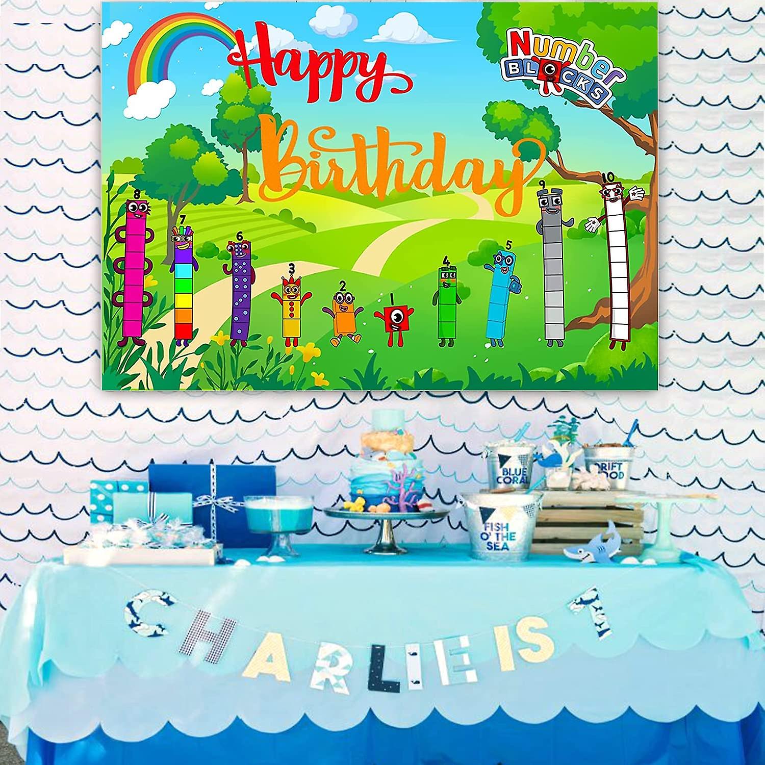 Heytea Number-blocks Birthday Party Supplies,5x3ft Number-blocks ...