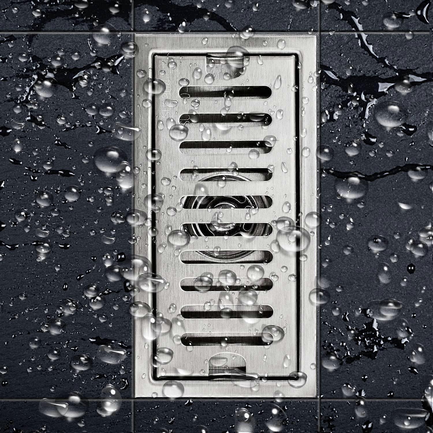 Shower Gutter - 20 x 10 cm Rectangular Floor Drain: With Stainless ...