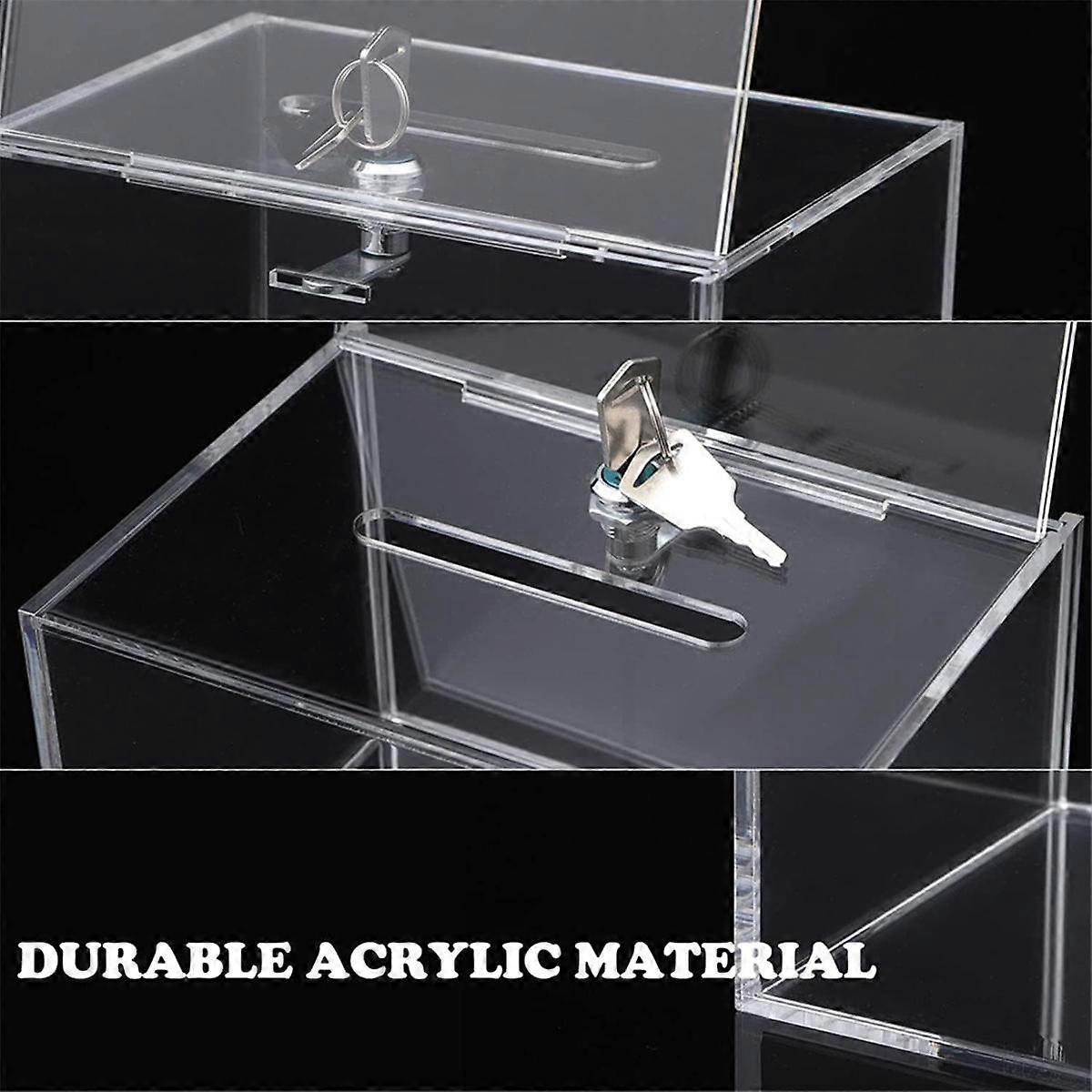 Transparent Donation Box with Lock Money Collection Box Ballot Box ...