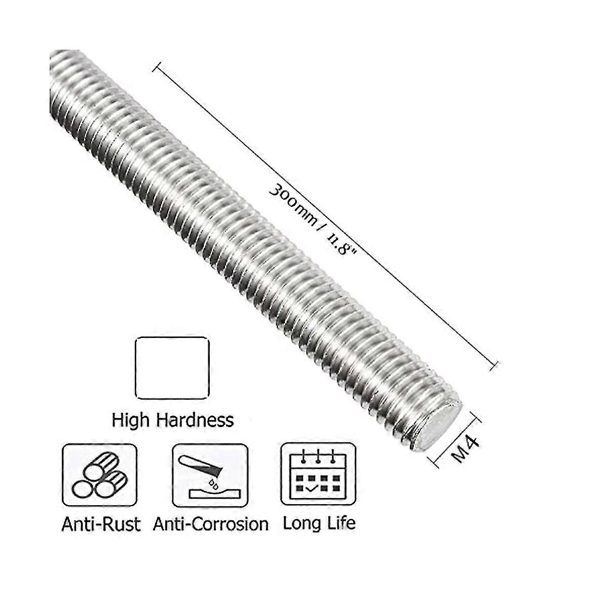 12 Pcs 8/32 Inch Threaded Rods Studs With Hex Nuts, 300mm Long ...
