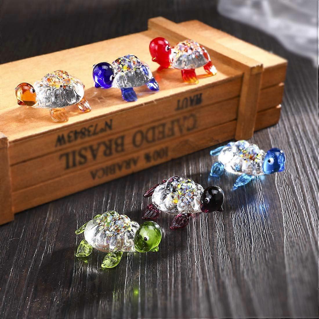 Glass Blown Turtle Figurines Crystal Home Decor Set of 6 Small Animal ...