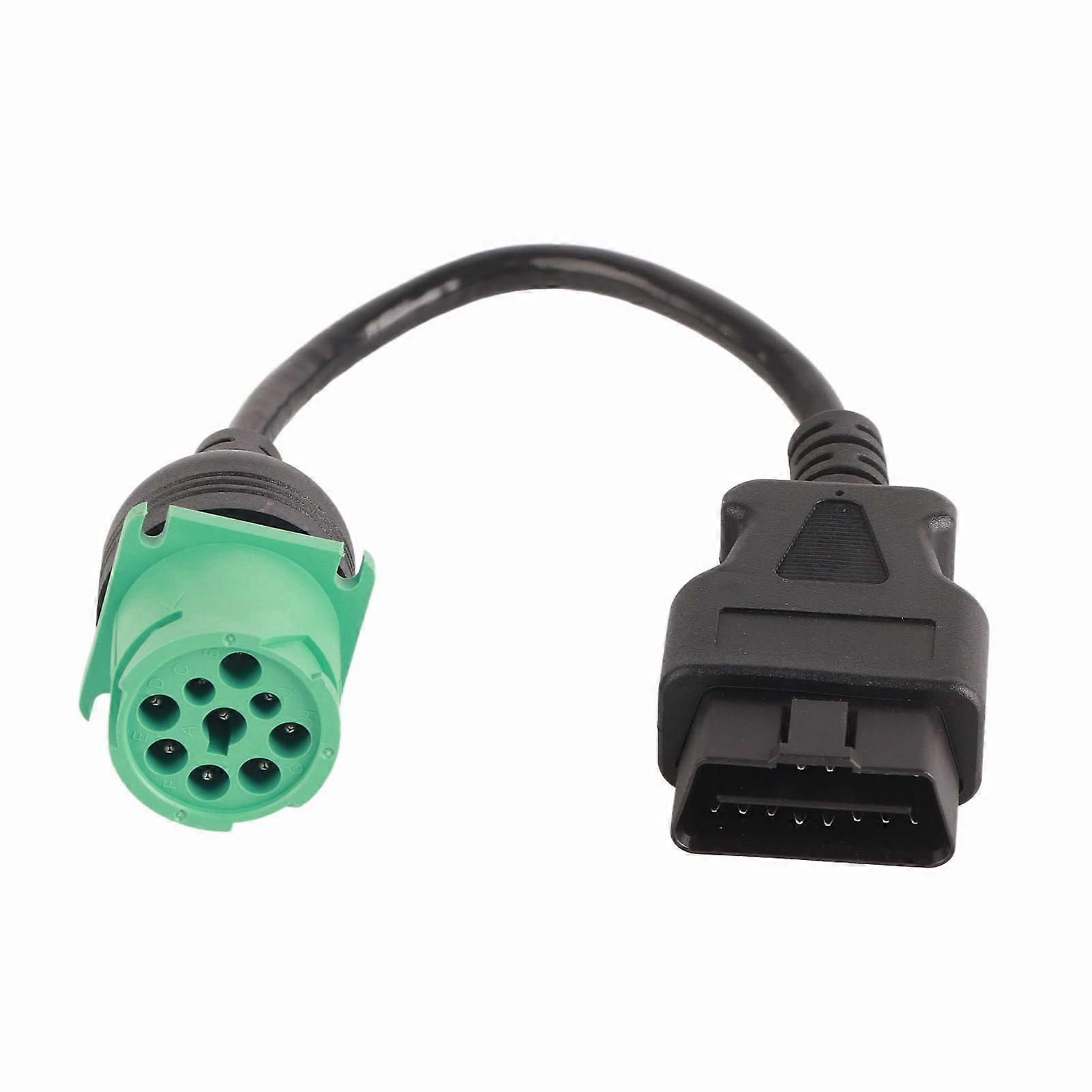 9 Pin Male Head to 16 Pin OBD2 Truck Diagnostic Scanner Cable Adapter ...