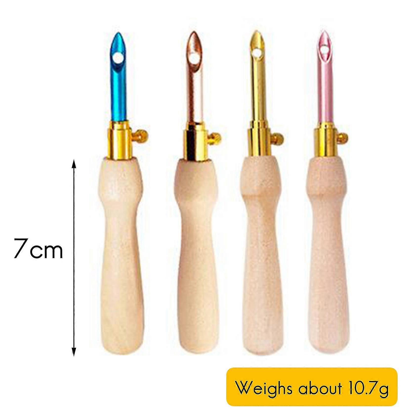 4PCS Punch Needle Embroidery Kit Wood Yarn Punch Needle Crochet ...