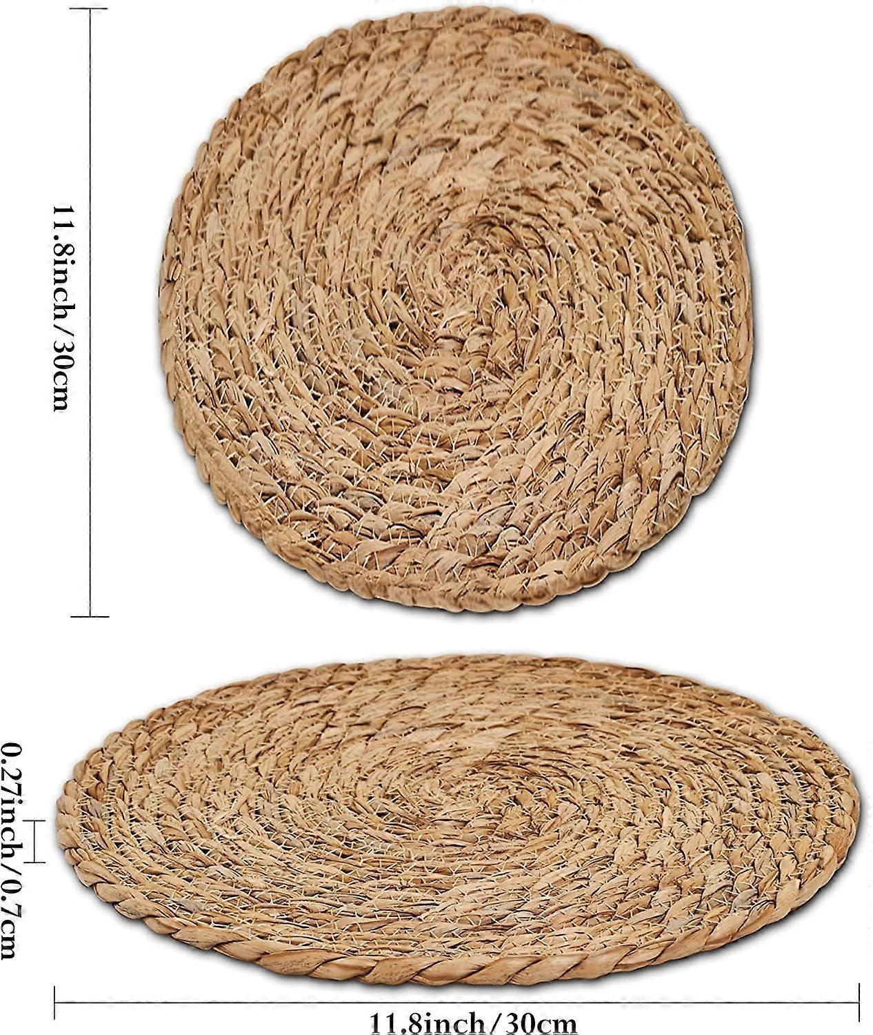 Set of 4 Woven Placemats ,Round Rattan Placemats,Natural Hand-Woven ...
