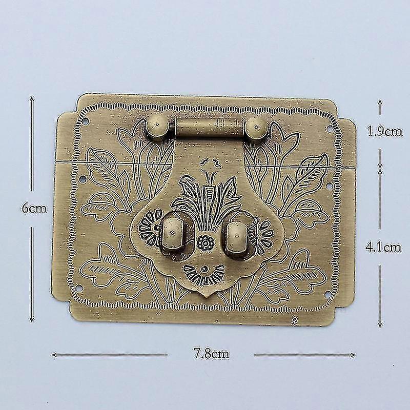Pure Copper Square Wooden Box Toggle Latch Retro Decorative Lock Lock ...
