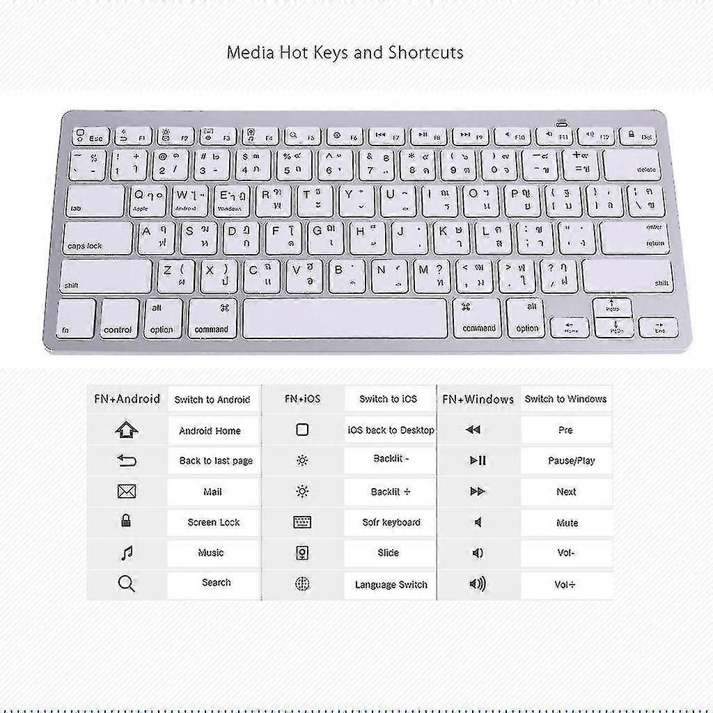 Thailand English Thai 78 Keys Wireless Bluetooth-compatible Keyboard ...