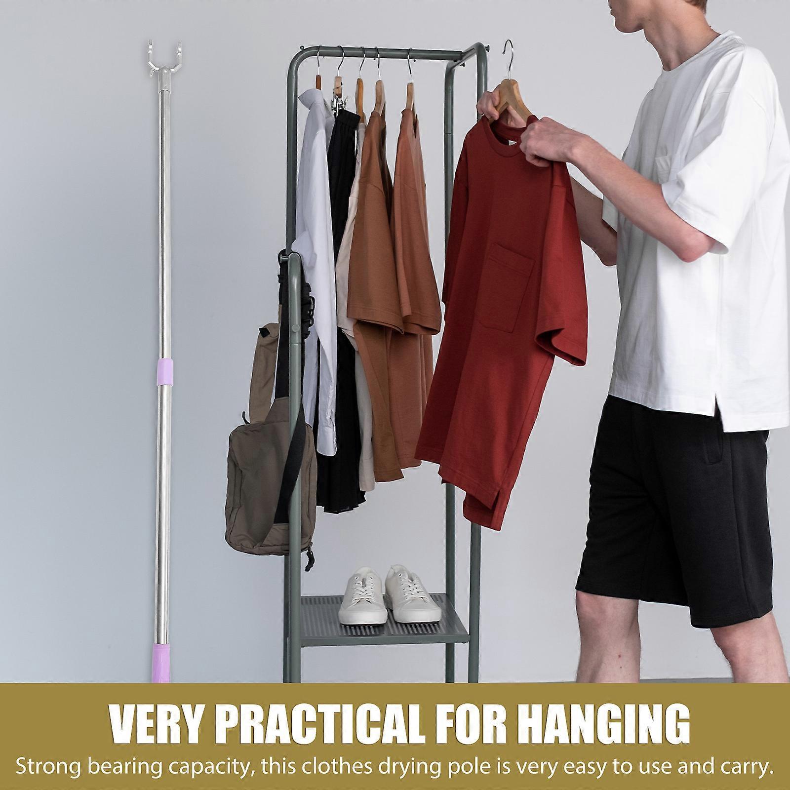 Stainless Steel Clothes Pole Telescopic Clothing Pole Laundry Clothes ...