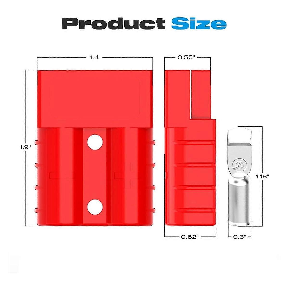 Anderson Connector, 50AMP 6-12 Gauge Battery Quick Connect with Dust ...