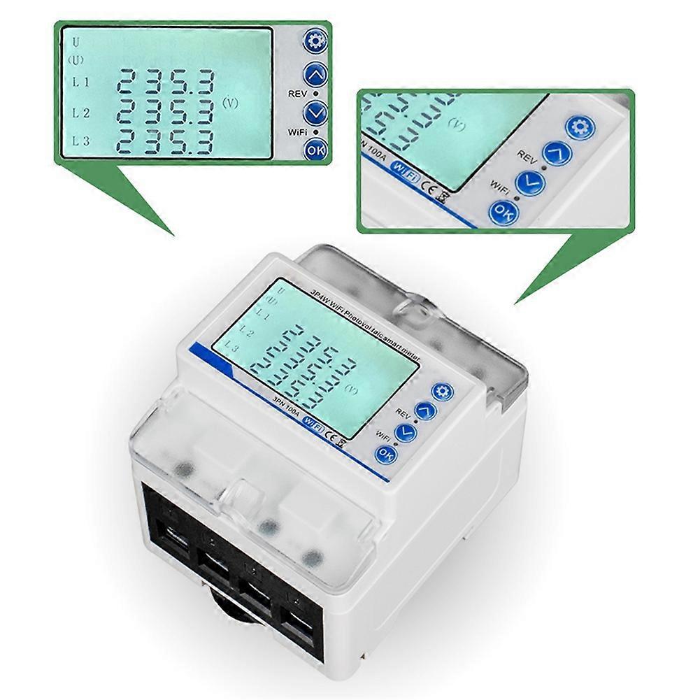3 Phase 380V 100A Tuya WiFi Smart Bi-Directional KWh Meter over Under ...