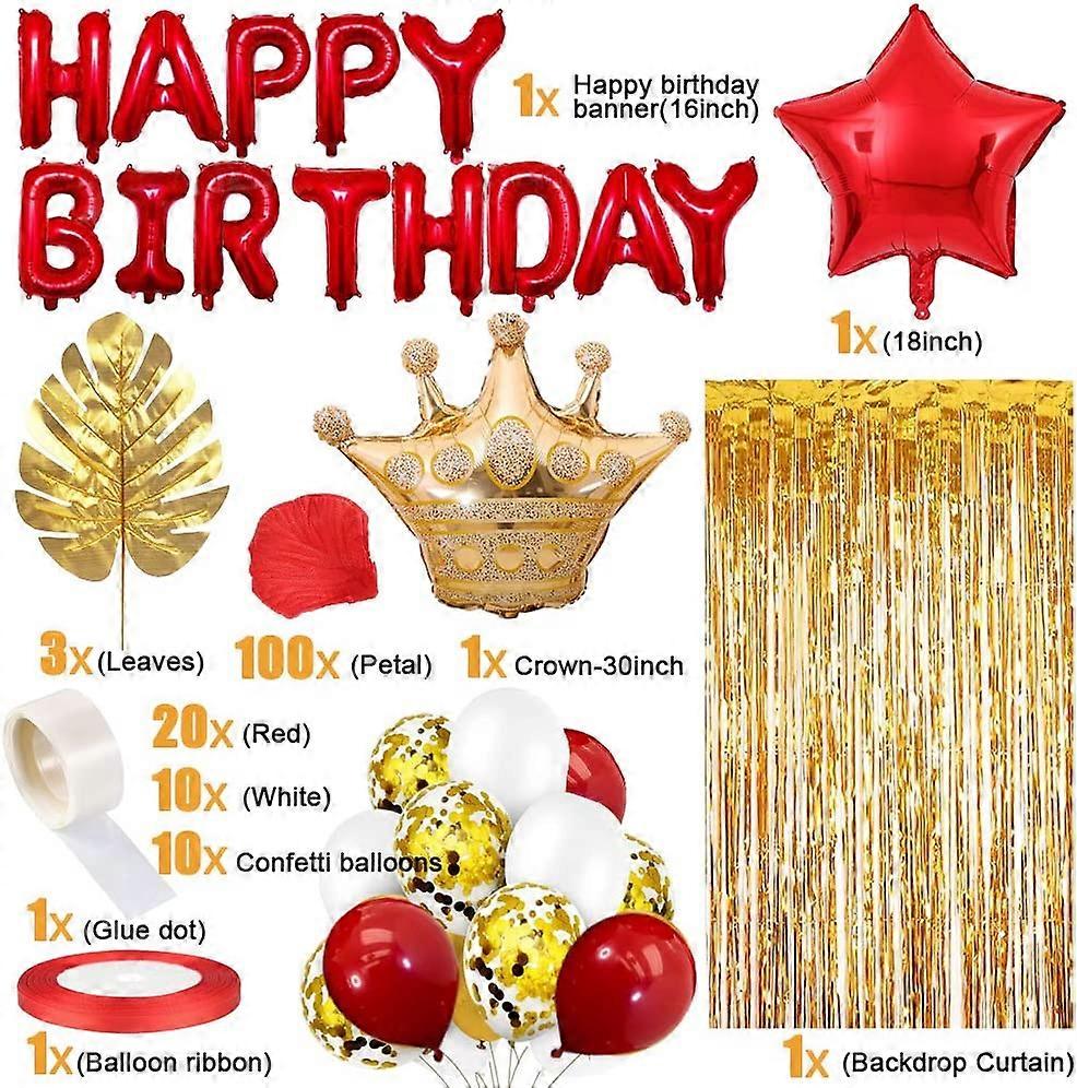 Red Gold Birthday Decorations, Red Party Decorations, White Gold ...