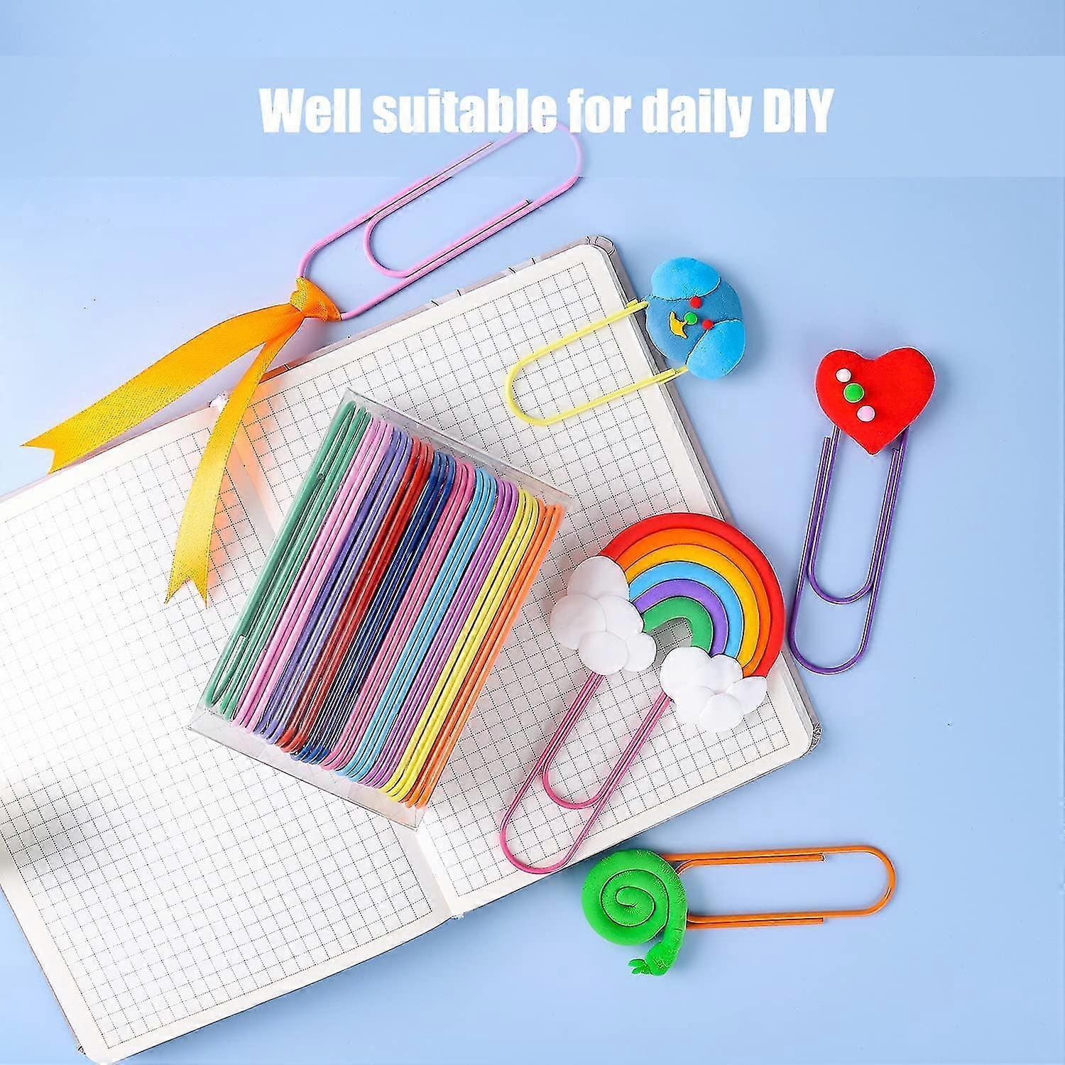 Jumbo Paper Clips, 40 Large 4" Paper Clip Clips - Vinyl Coated Colorful ...