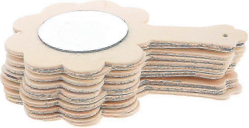 10 Pieces Natural Unfinished Wooden Handheld Mirror For Kids Diy ...