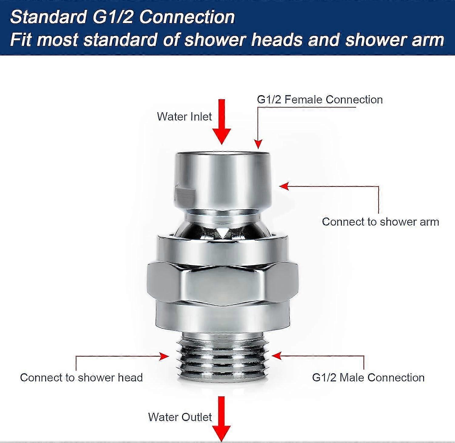 Shower Head Swivel Ball Adapter - Solid Brass Shower Connector Ball ...