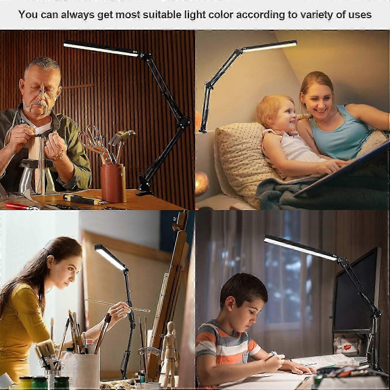 Powerful LED Desk Lamp with Clip - Eye-Safe LED Light - 3 Lighting ...