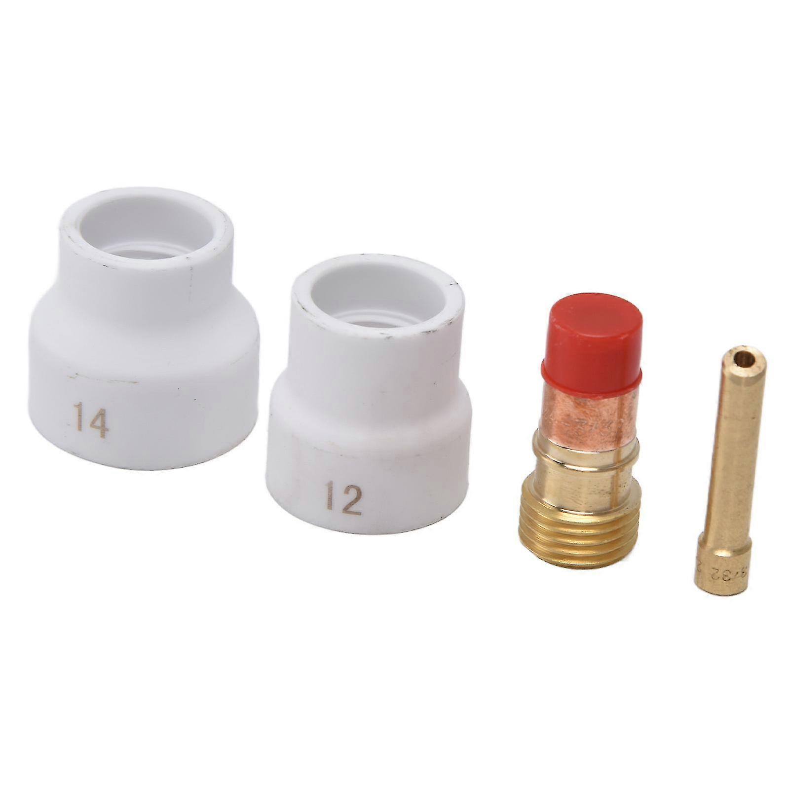 4Pcs TIG Gas Lens Kit White Ceramic Cup Short Bevel Electrode Holder ...