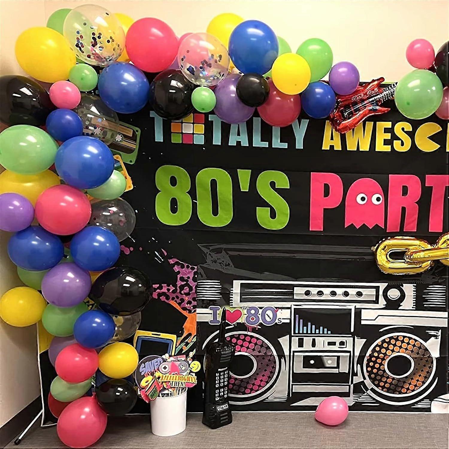 80s 90s Theme Party Decorations, Retro Rock Music Balloon Garland Arch ...