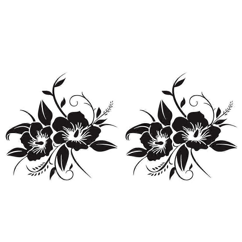 2Pcs Flowers Pattern Car Decal Unique Car Decorative Decals Chic Car ...