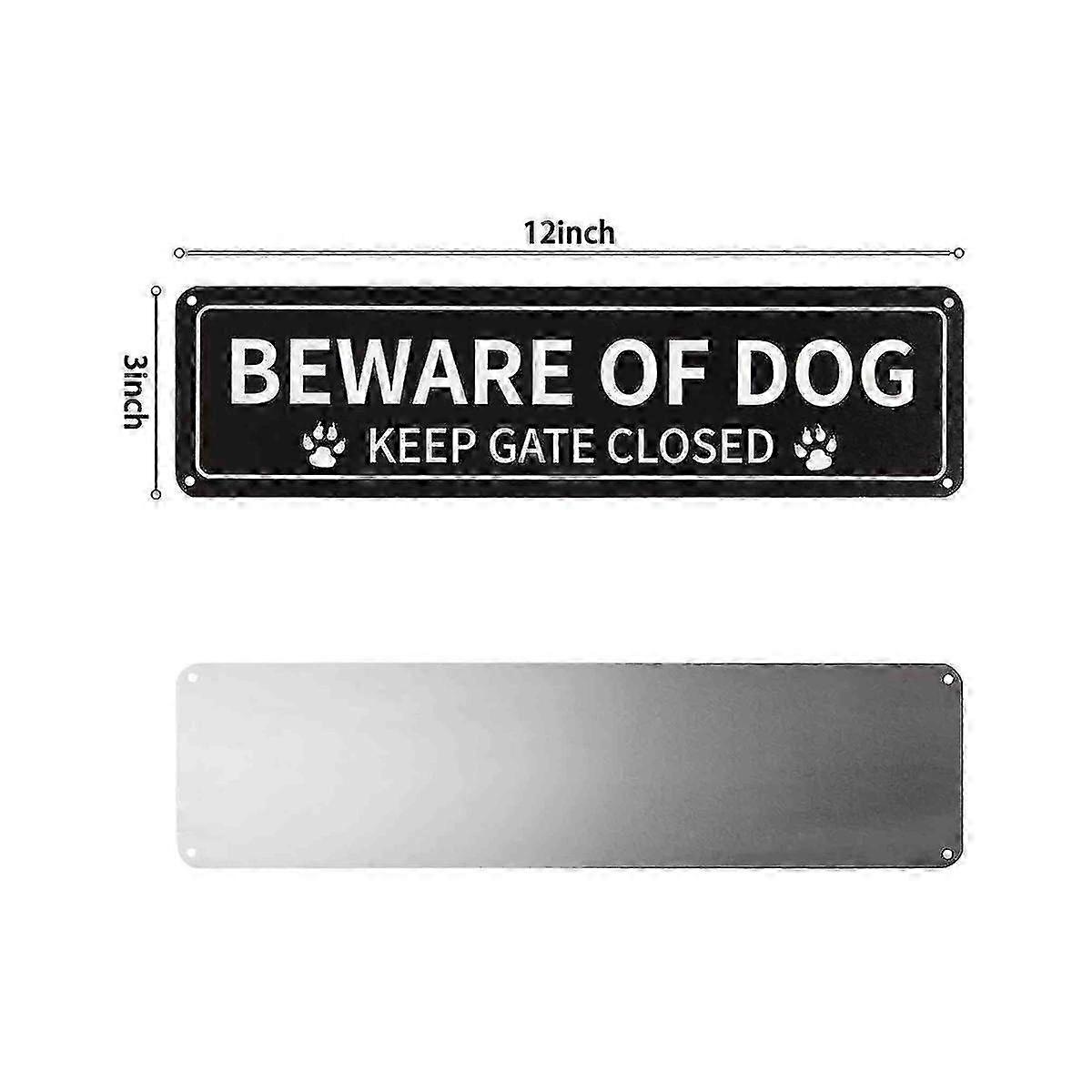 Reflective Beware of Dog Sign 12X3 Inch Aluminum Metal 2 Pack ...
