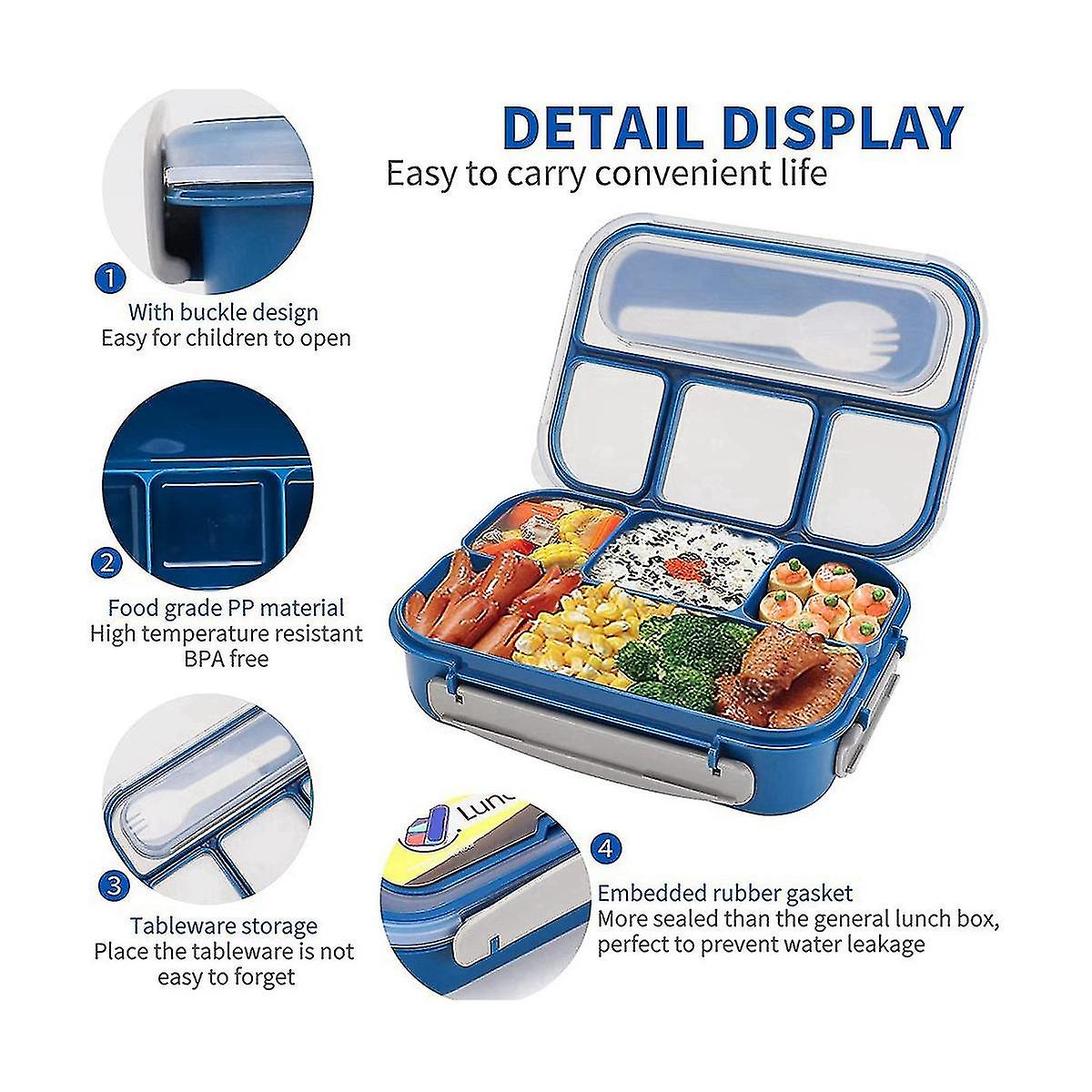 Bento Box Lunch Box Kids, 1300ml 4 Compartment Lunch Box Containers ...