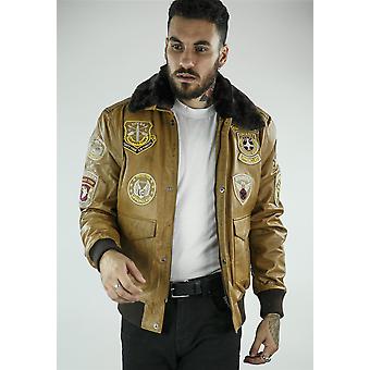 Men's Real Leather Bomber Jacket Aviator Flying Air Force Antique ...