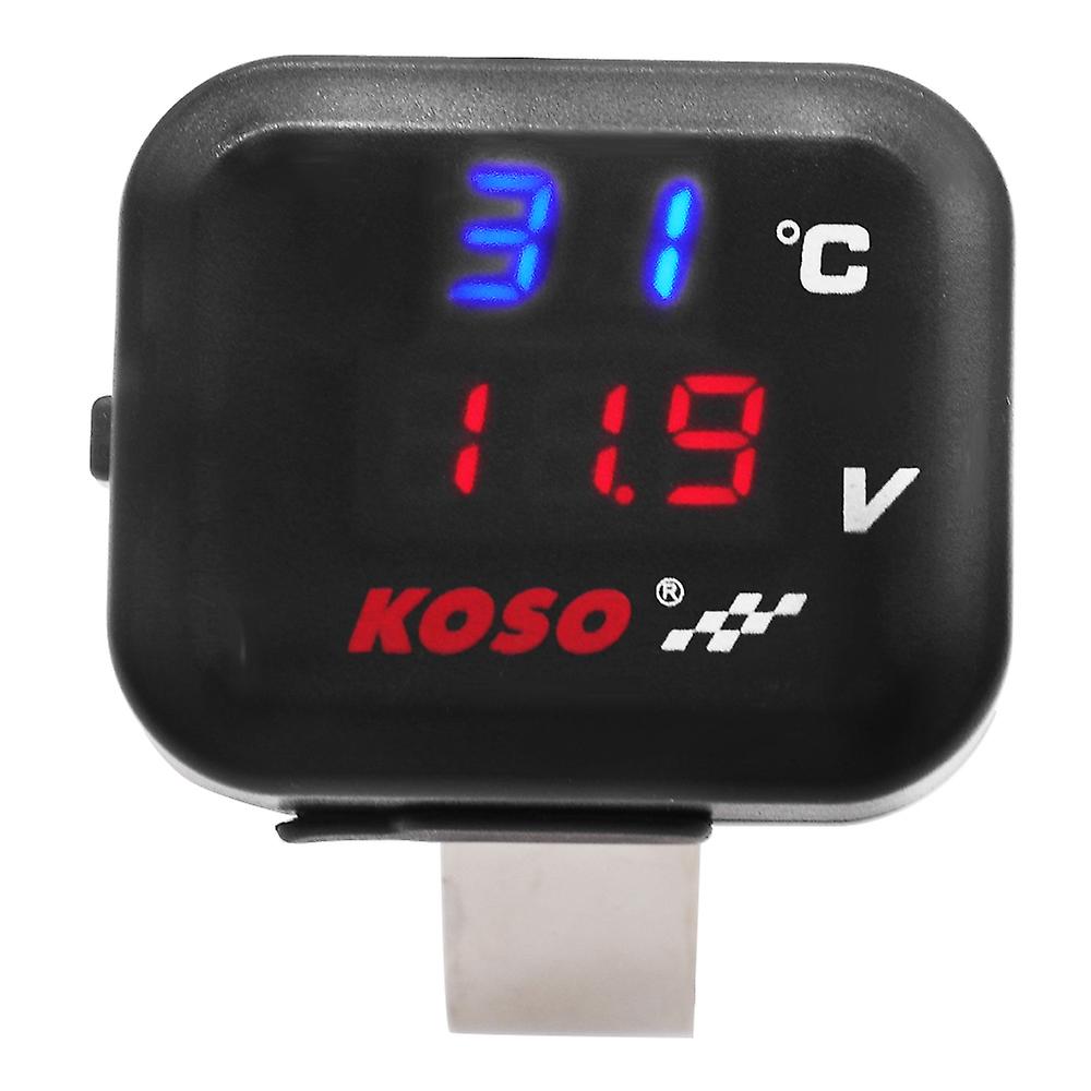 Universal KOSO Motorcycle Voltmeter Gauge Temperature Gauge Voltage Display Digital USB Charger ...