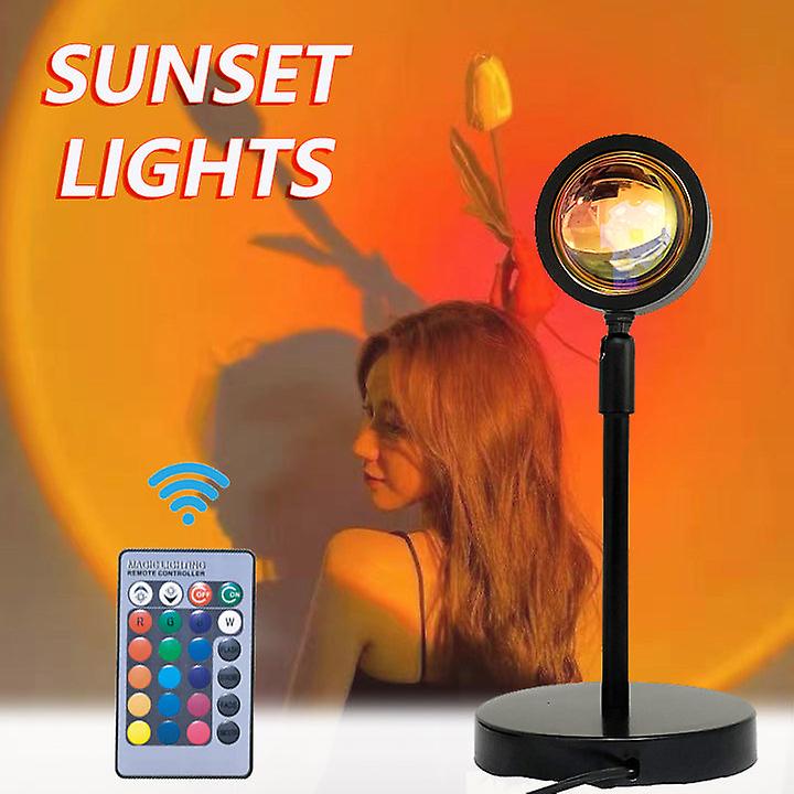 Remote Control Sunset Red Led Night Light Usb Sun Rainbow Projection ...