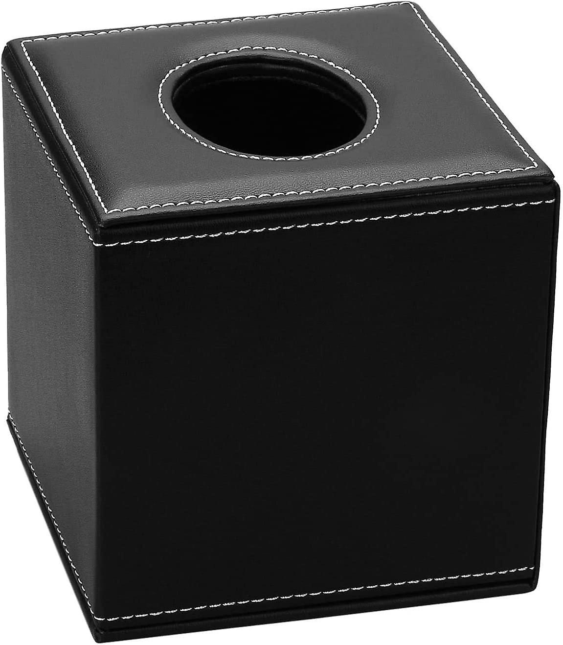 PU Leather Tissue Box, Square Tissue Dispenser, Black | Fruugo UK
