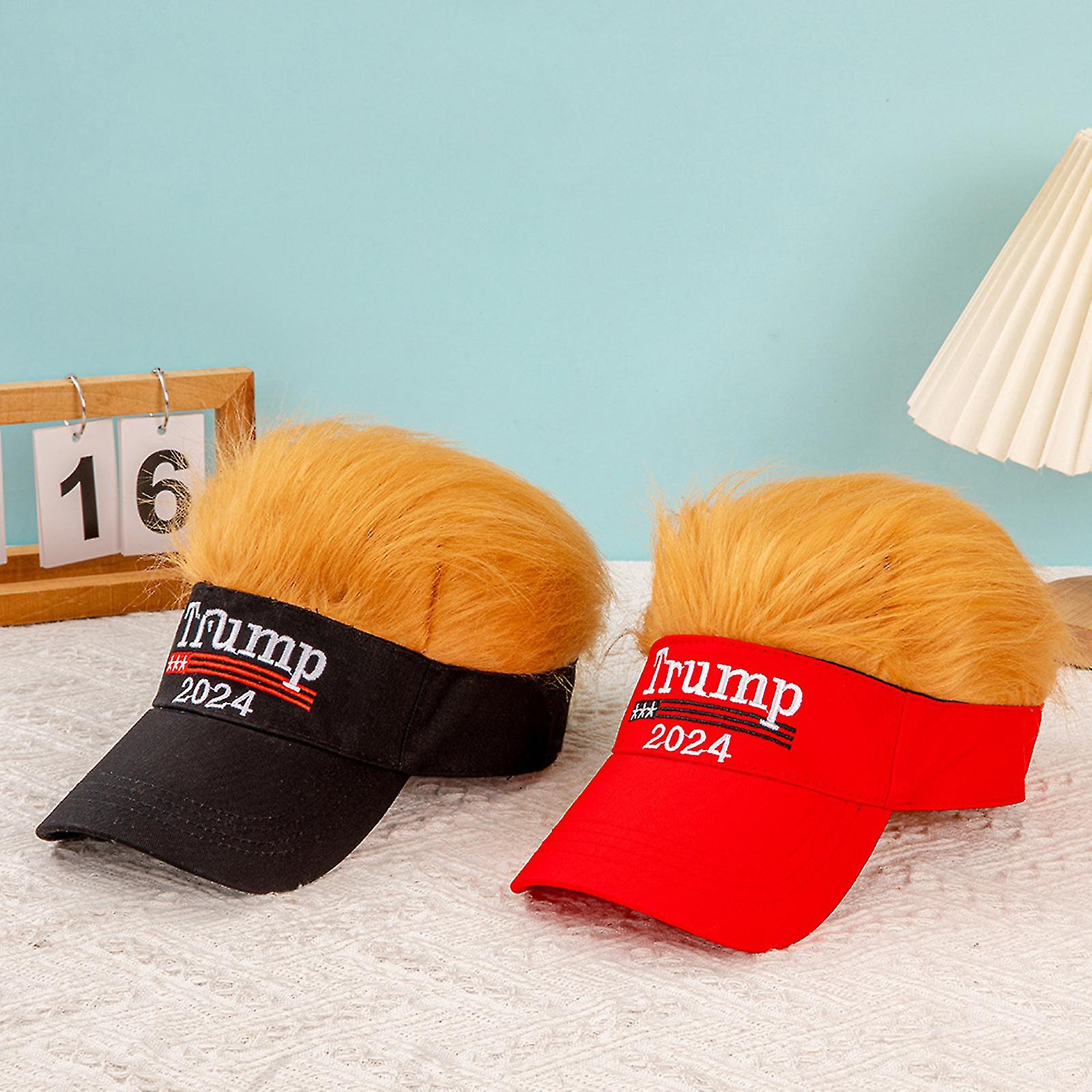 New Upgraded Trump 2024 Hat With Hair,Donald Trump Make America Great ...