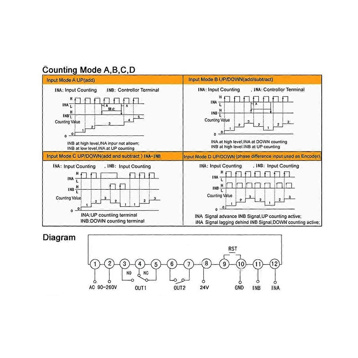 FH8-6CRRB Dual Display Digital Counter 6 Digits Light-Emitting Diode AC ...