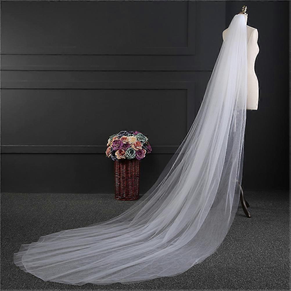 3M Long Wedding Veil Double Layer Tulle Cathedral Chapel Floor Veils ...