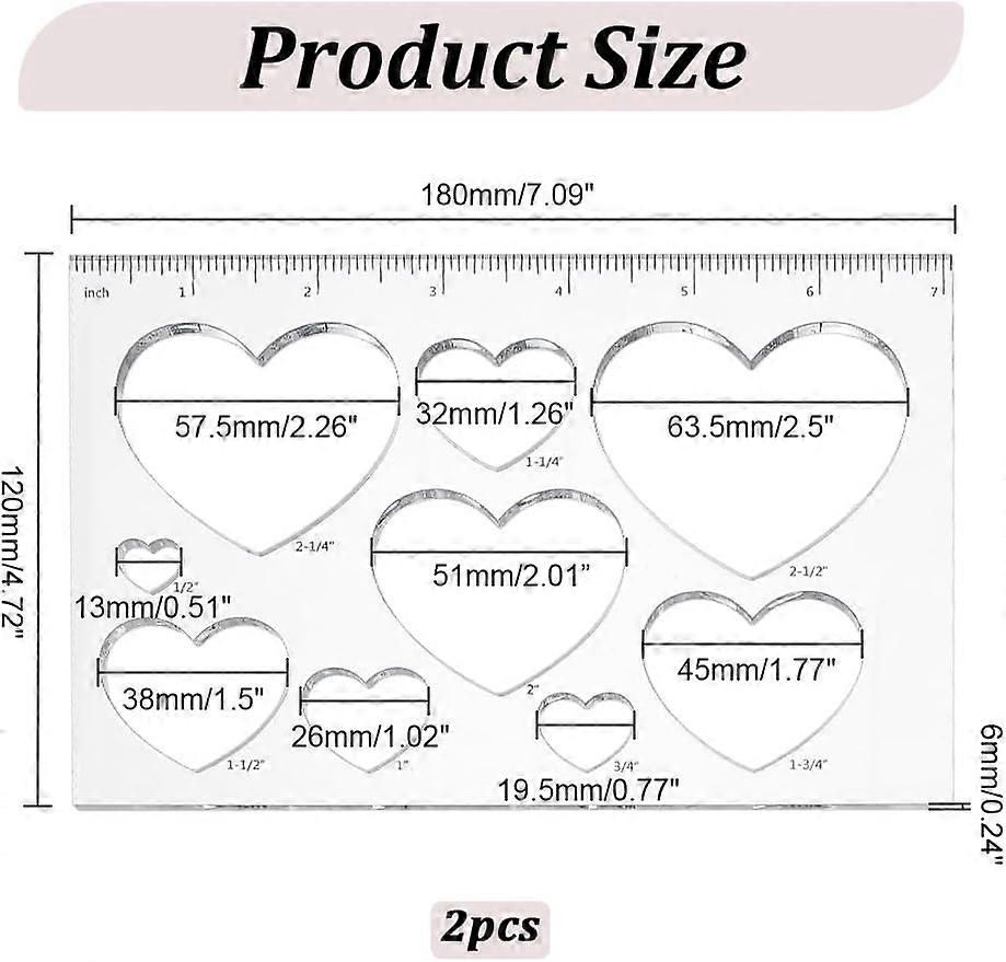 2pcs 9 in 1 Heart Inlay Template Router Stencils Template Acrylic ...