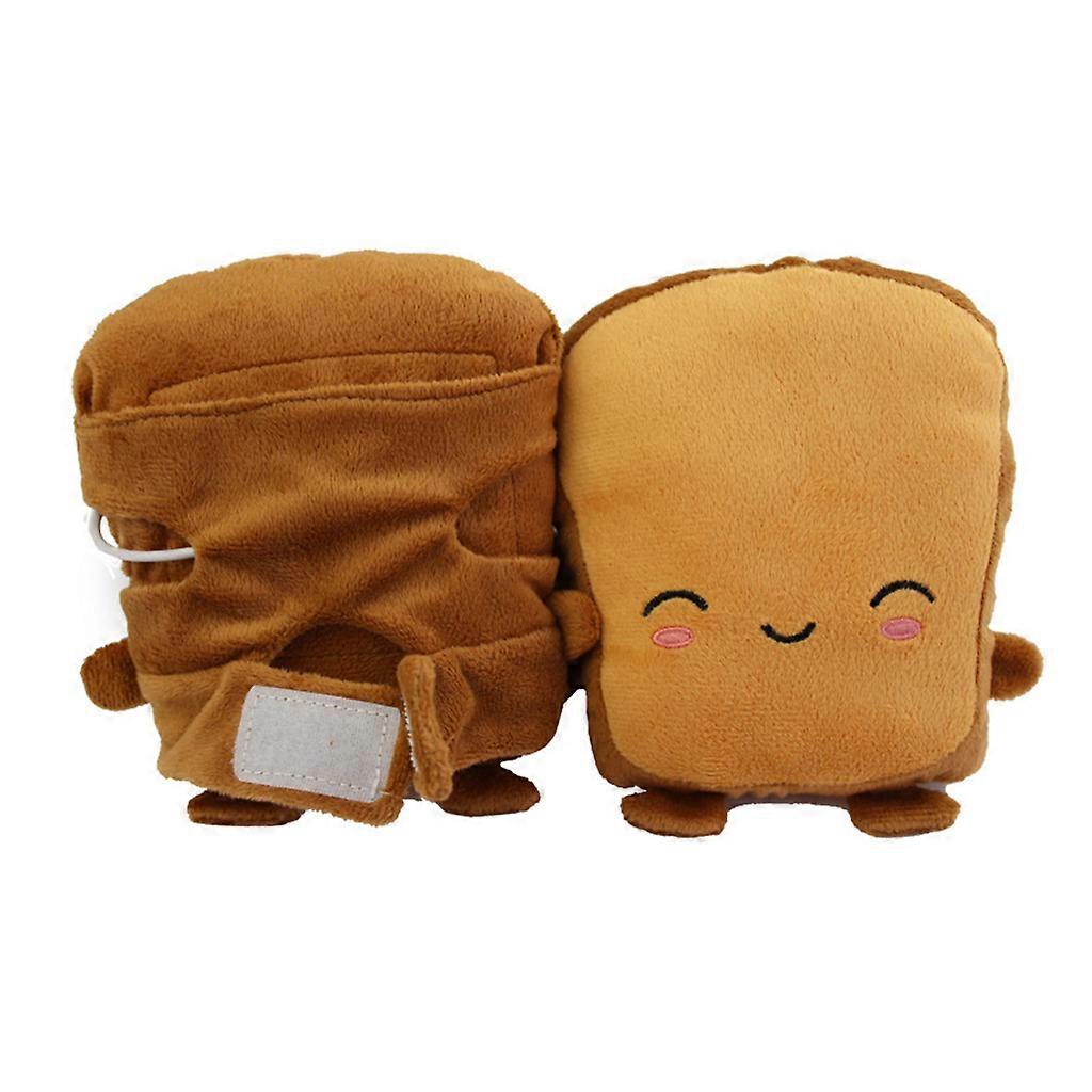 USB Heater Gloves 1Pair Cute Bread Toast Shape Hand Warmers Fingerless ...