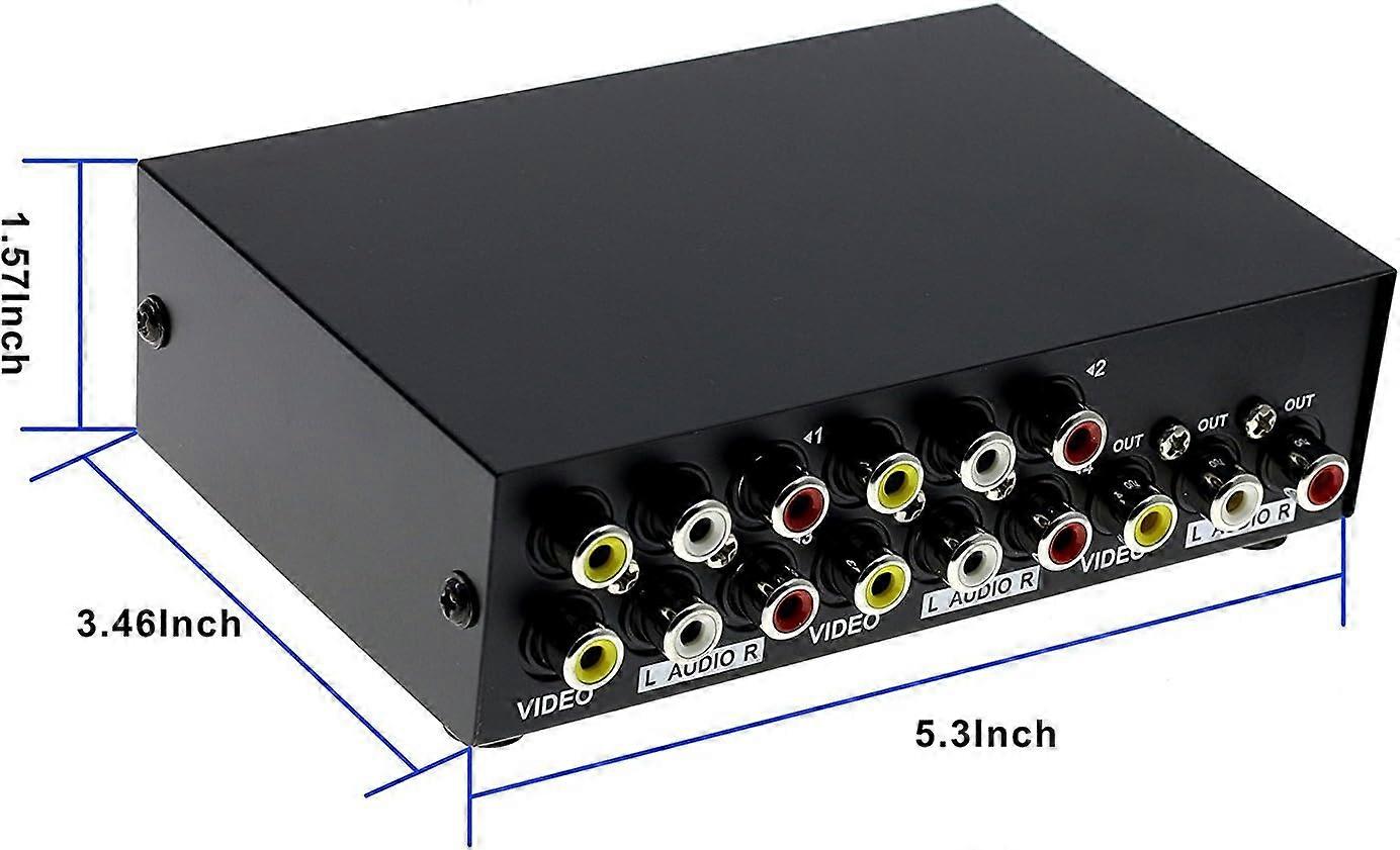 4-Way AV Switch RCA Switcher 4 in 1 Out Composite Video L/R Stereo ...
