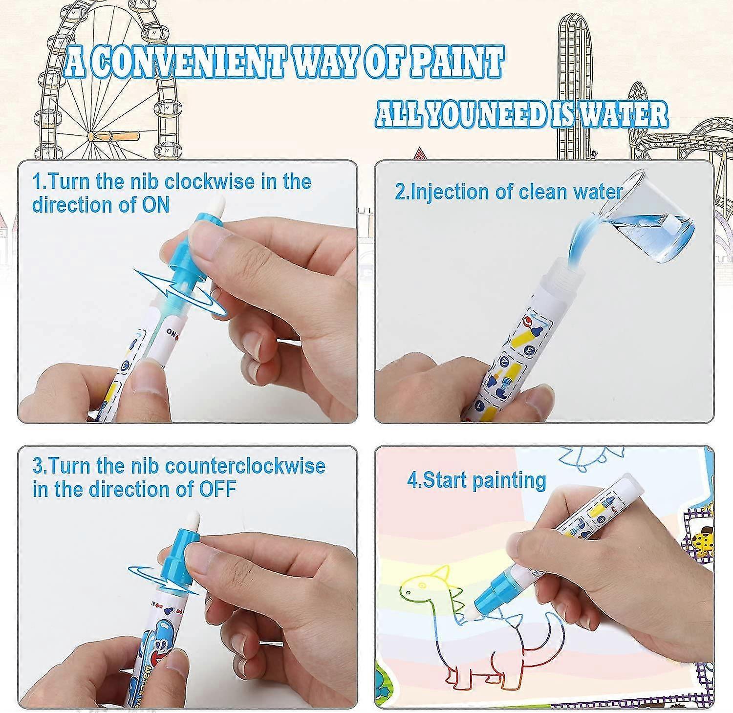 Water Doodle Mat, Kids Large Aqua Coloring Mat, Mess Free Drawing Mat ...