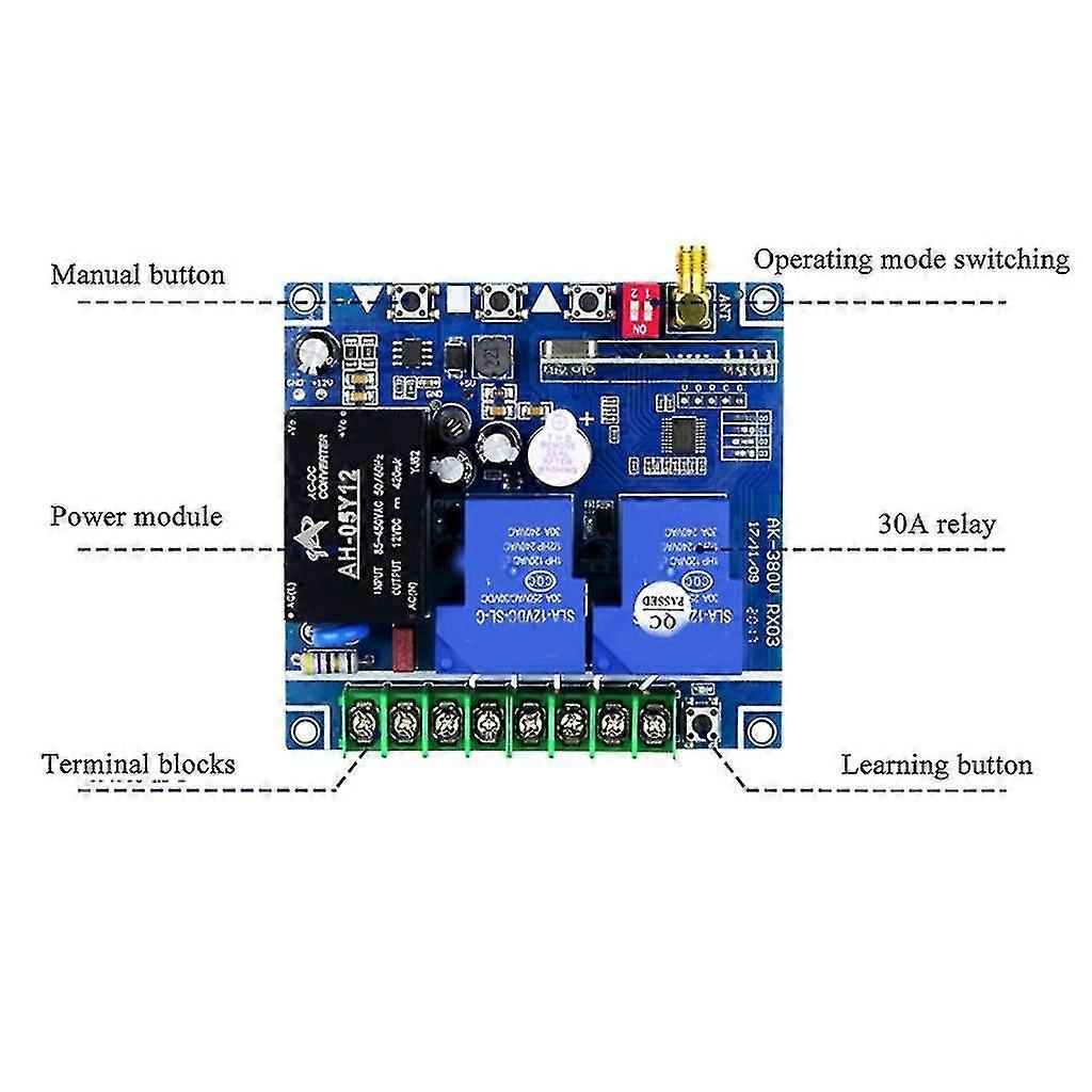 AC220V~380V Wireless Remote Control Switch Relay RF Transmitter 315 ...