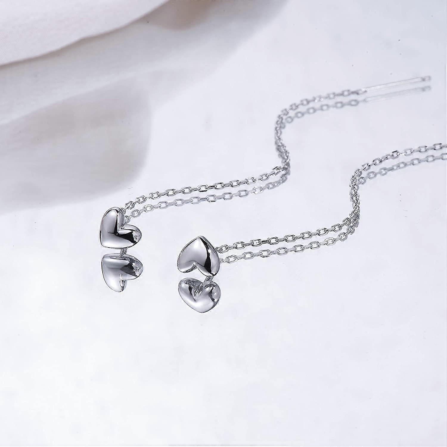 Heytea Heart Threader Earrings Dangle Earrings Double Piercing Earrings ...