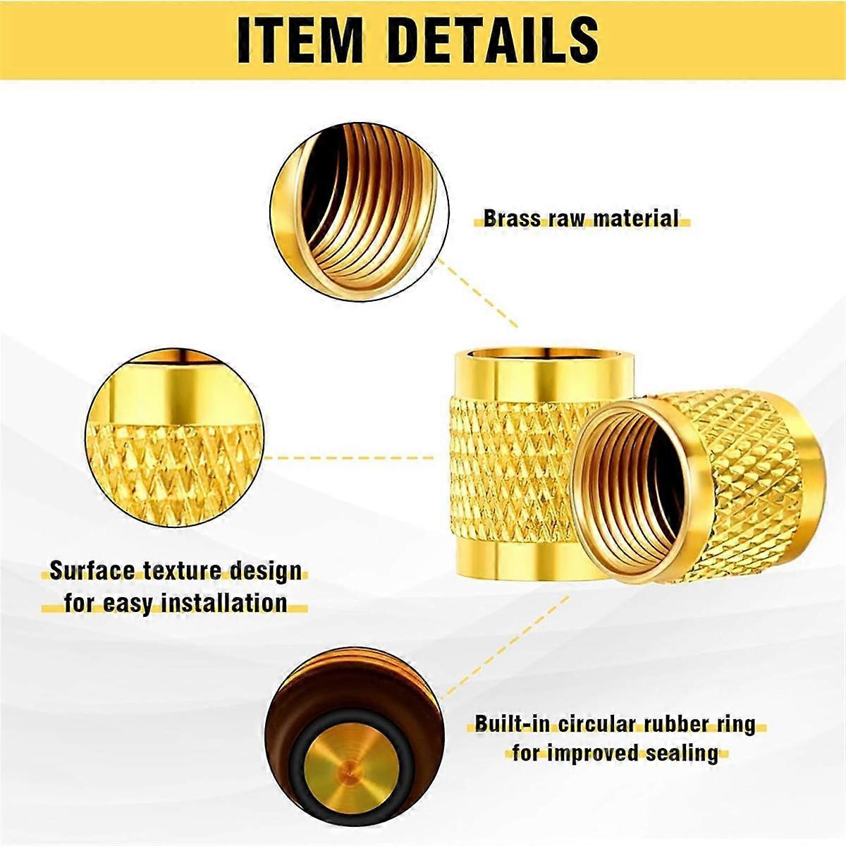 50 Pcs 1/4Inch Brass Flare Cap, Solid Brass Caps with Neoprene O Ring ...